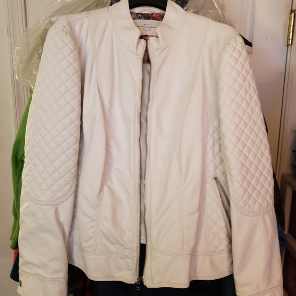 Jessica Simpson | Jackets & Coats | Jessica Simpson White Leather ...